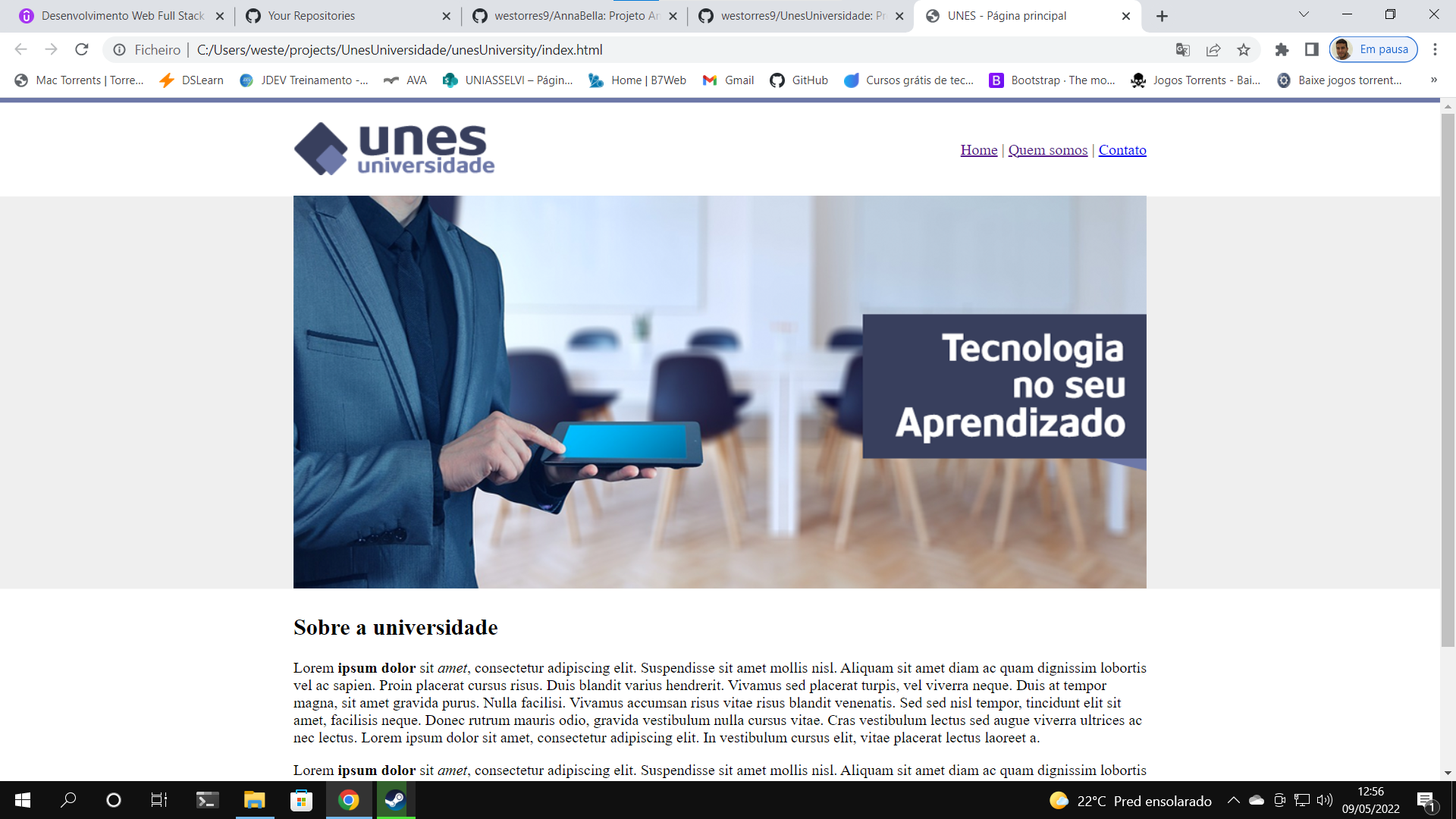 GitHub - westorres9/UnesUniversidade: Projeto UnesUniversidade feito com html css javascript