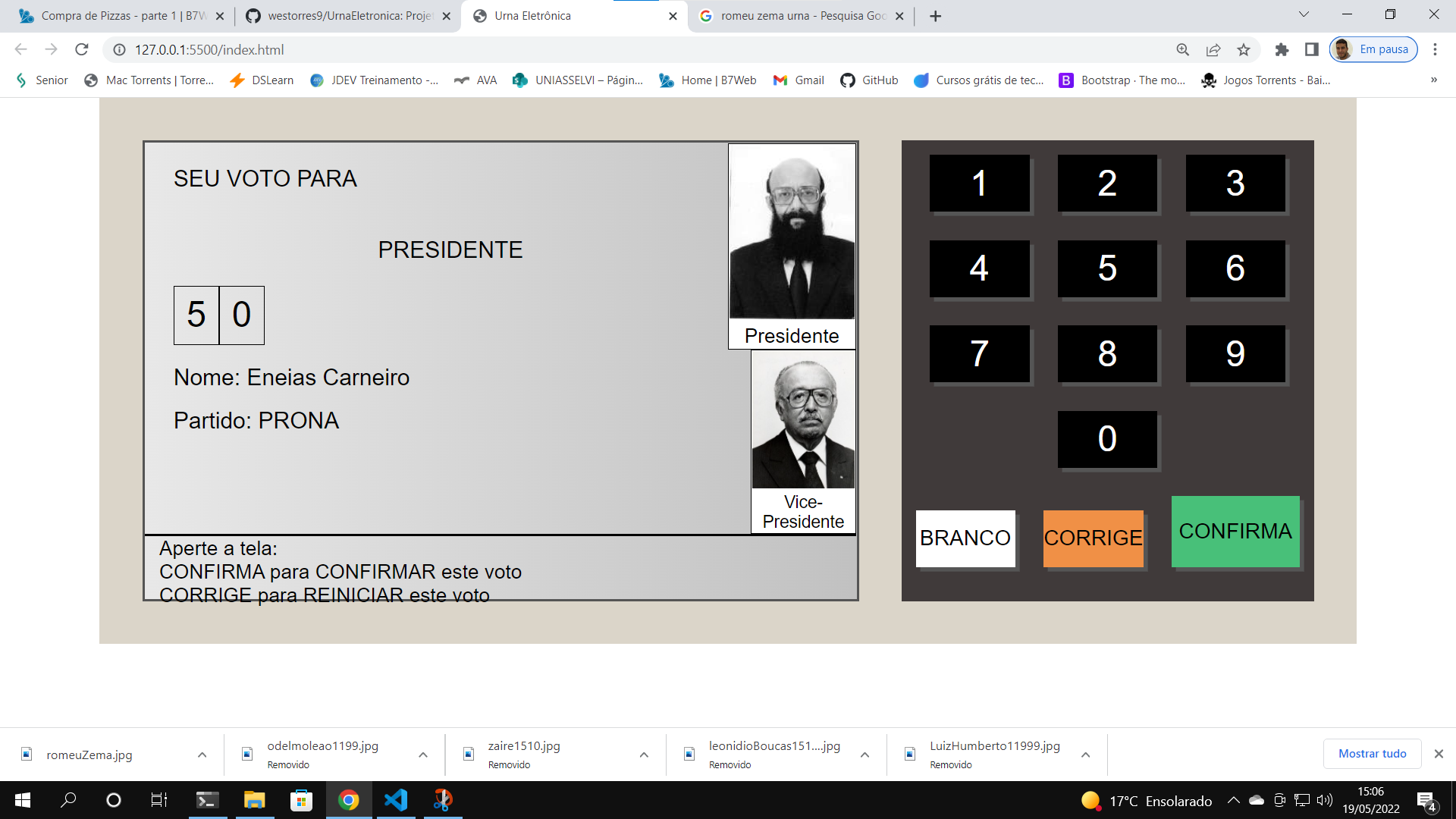 GitHub - westorres9/UrnaEletronica: Projeto urna eletronica virtual