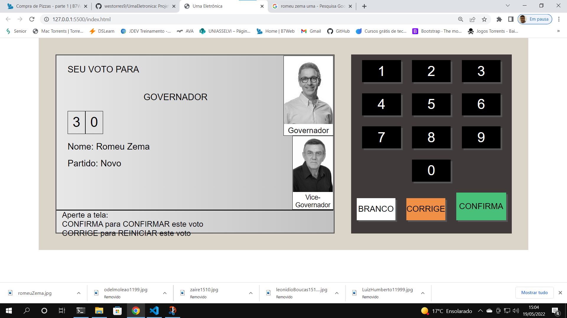 GitHub - westorres9/UrnaEletronica: Projeto urna eletronica virtual
