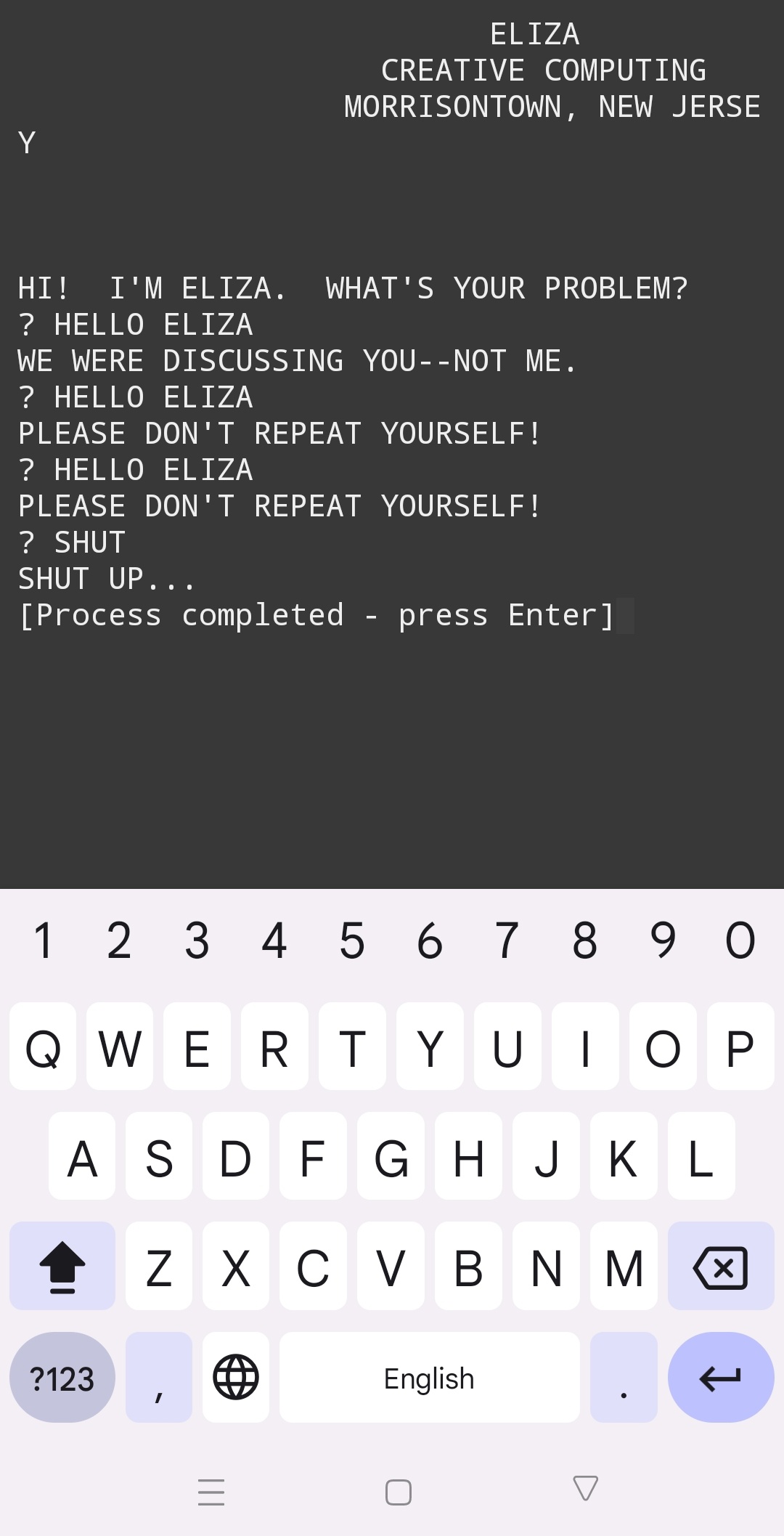 GitHub - sleeplessglory/eliza-game: A cross-platform game "Eliza" (a virtual psychotherapist)