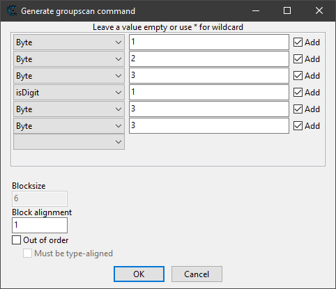 i want to find all memory strings by defining the length and type of ...