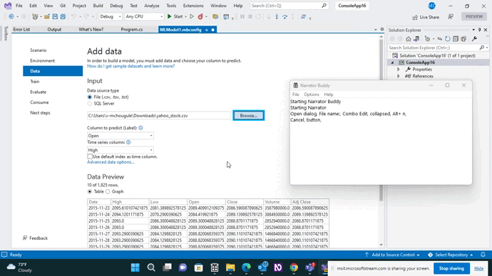 A11y_Model Builder_Add Data_Input_Screen Reader: Narrator is not announcing the name of “column ...