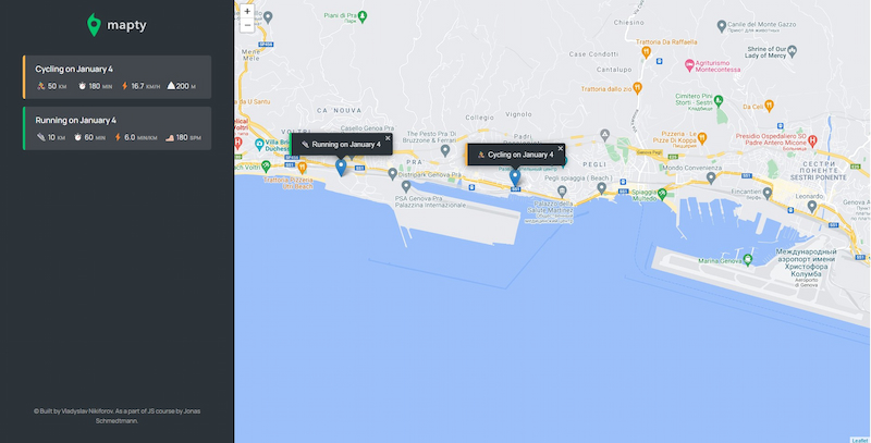 Github Vladncode Mapty App Mapty Is A Simple Project That Uses Geolocation Map Api