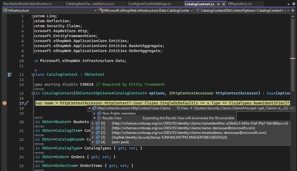 Inject IHttpContextAccessor to CatalogContext's constructor will be destoryed when ...