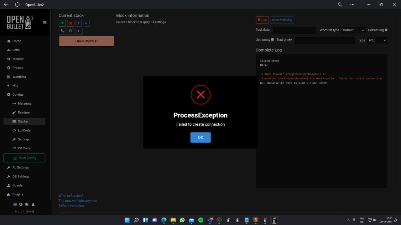 [Bug]: [Executing block Open Browser] ProcessException: Failed to create connection · Issue #560 ...