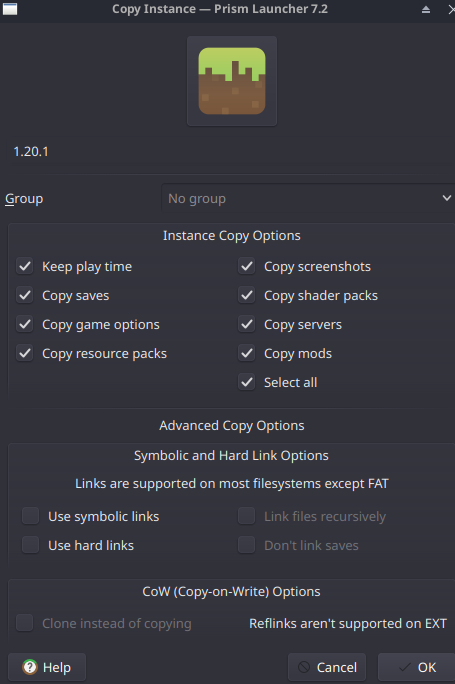 Copying an instance synchronizes custom commands after copying · Issue #1586 · PrismLauncher ...