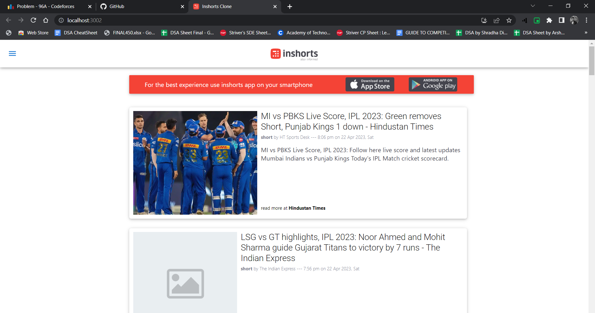 GitHub - Diptamoy-Mitra/inshorts-clone: YouTube Demo Link