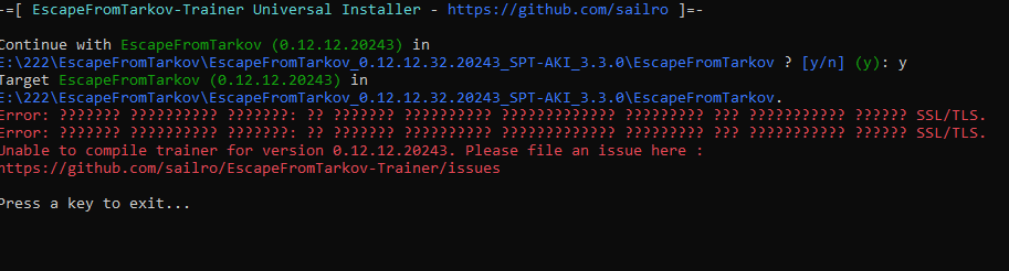 Ssl Tls · Issue 266 · Sailroescapefromtarkov Trainer · Github 