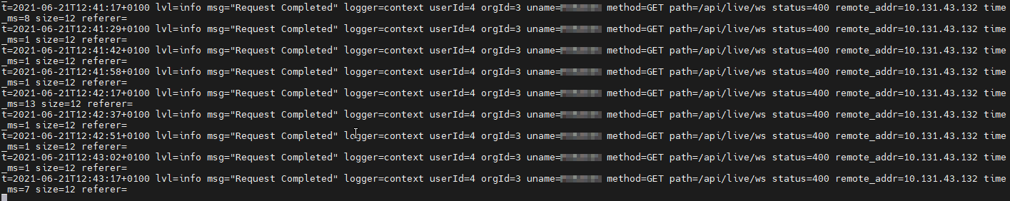 [grafana V8 0 2 To V8 0 3] Log Spam When Grafana Is Open · Issue 35988 · Grafana Grafana · Github