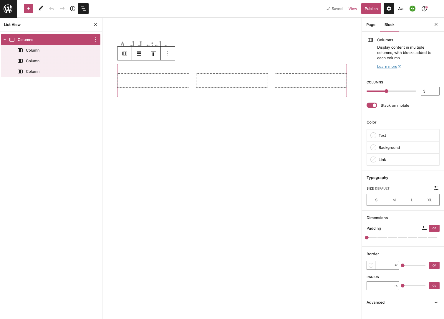 Shoreditch: Missing Dimension Settings for Column Blocks · Issue #6625 · Automattic/themes · GitHub