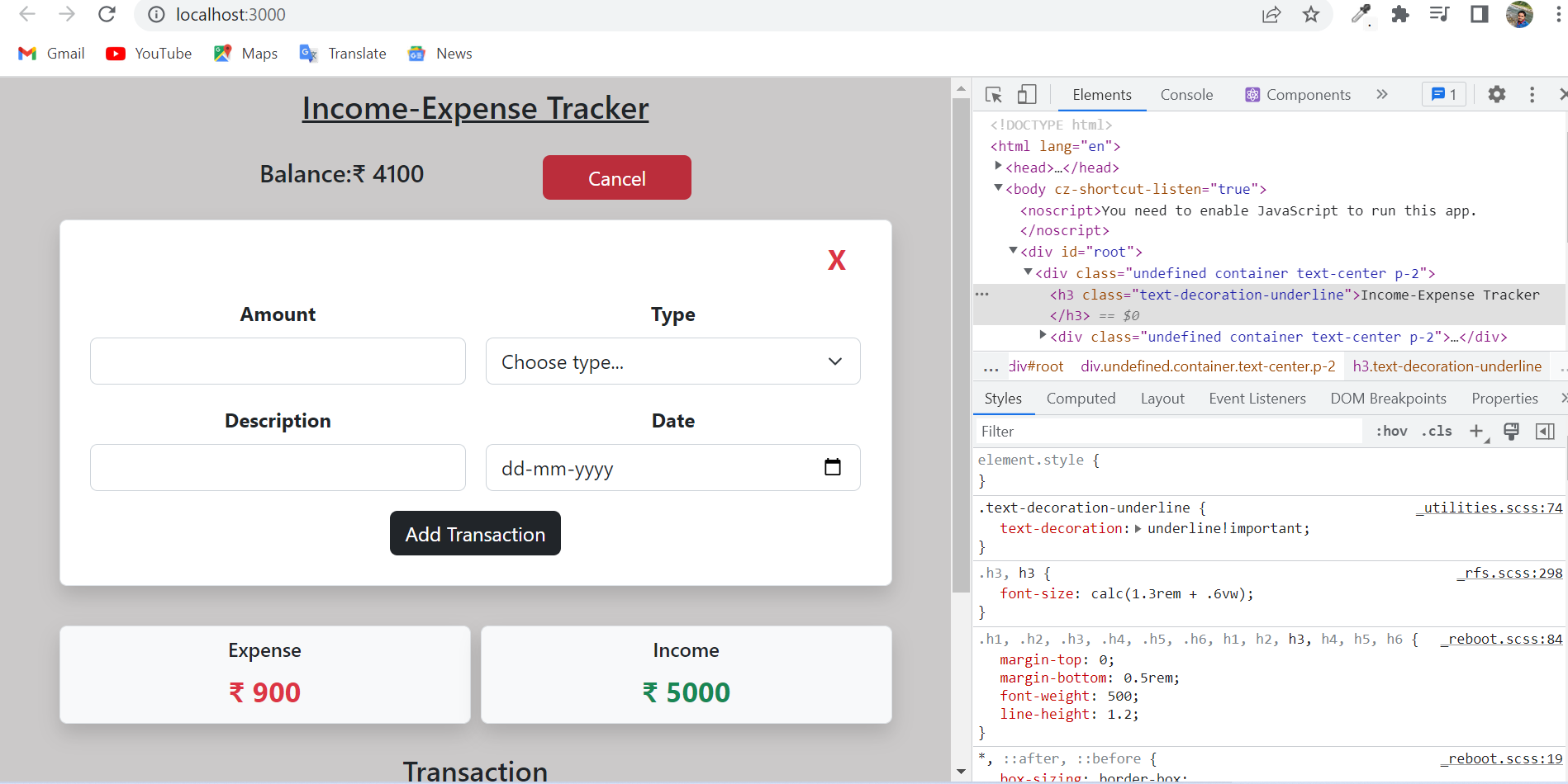 GitHub - RoshanMishraCode/Expence-tracker: This is expense tracker react app to calculate income ...