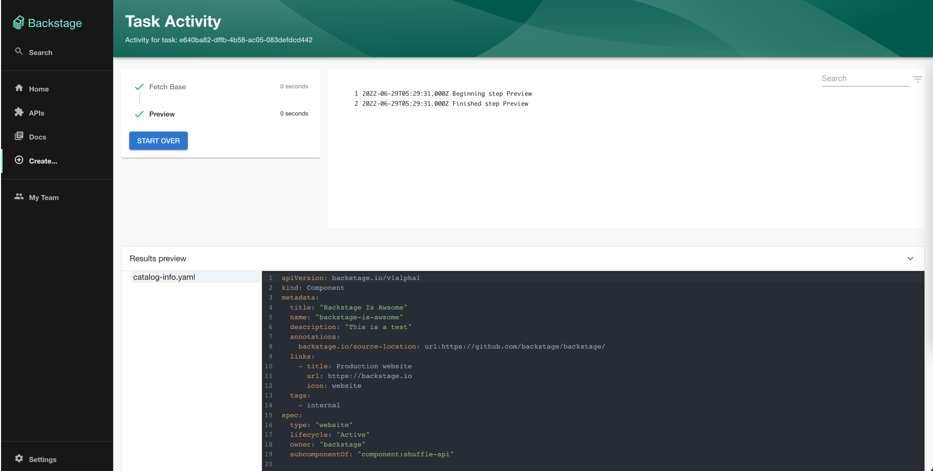 [Scaffolder] Have a way to display the rendered file contents on the task result page · Issue ...