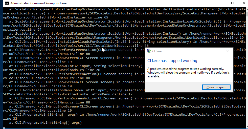Authentication error on step 4 (Installing the workloads) on the scale ...