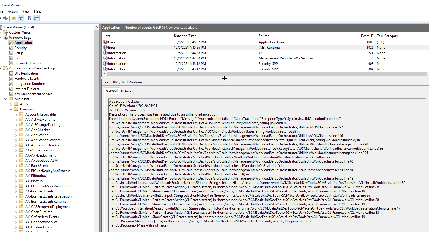 Authentication error on step 4 (Installing the workloads) on the scale ...