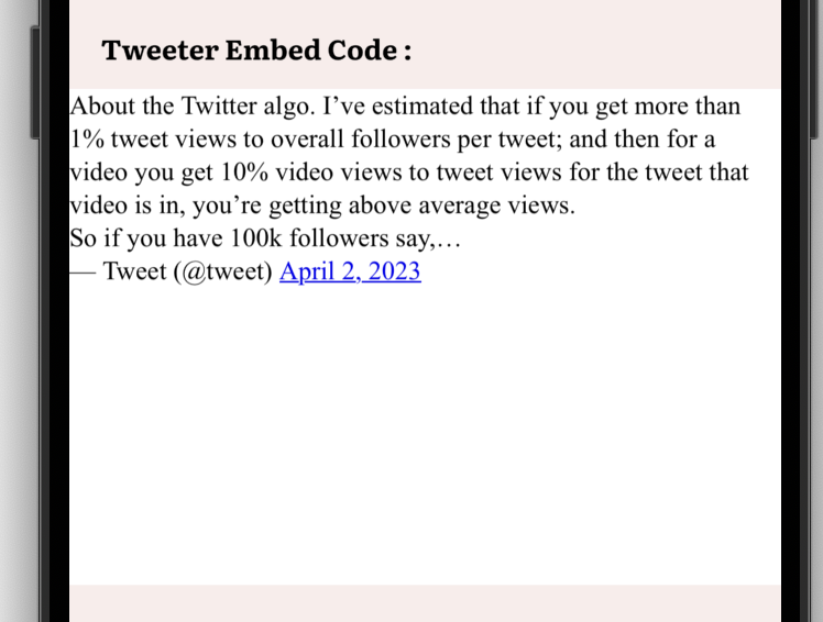 Embed Code Blockquote Is Not Working In The Latest Version Of The Flutter Widget From Html