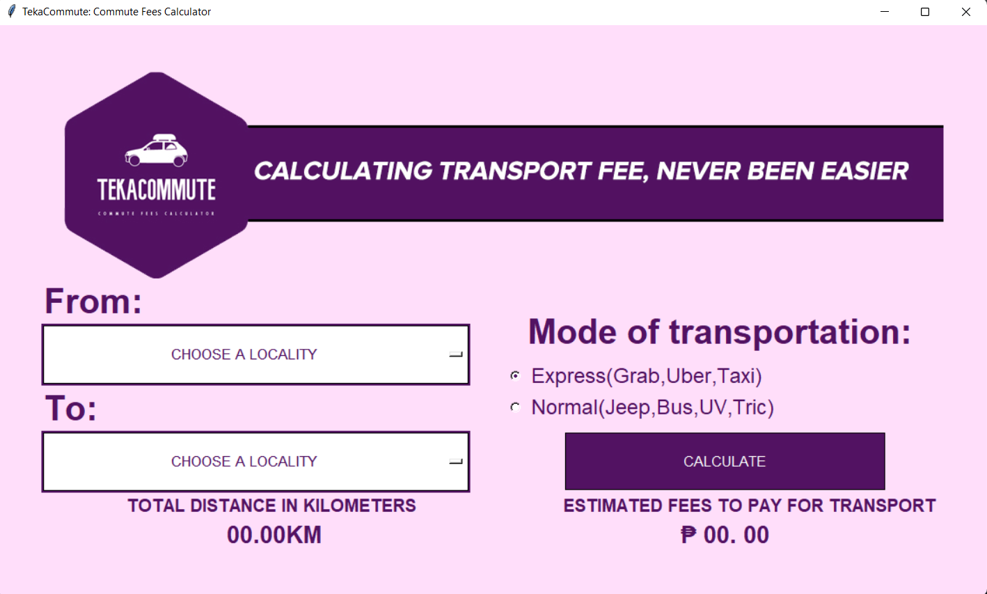 GitHub - NoahCrown/TekaCommute: A commute fee calculator that aims to ...