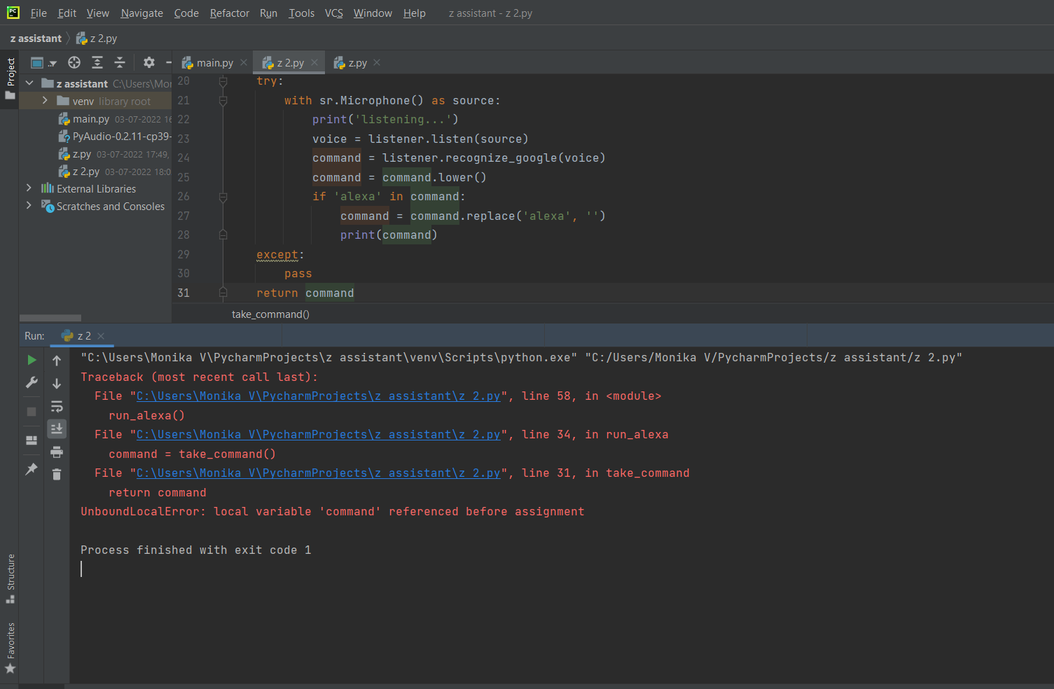 Showing Error In 3 Lines · Issue 87 · Programminghero1 Romantic Alexa · Github
