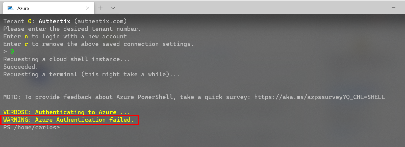 Azure Cloud Shell Failed To Authenticate · Issue 5768 · Microsoftterminal · Github 