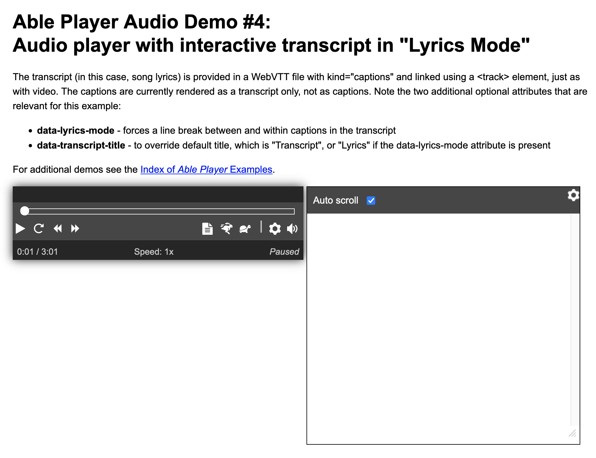 Lyrics Mode text does not show · Issue #543 · ableplayer/ableplayer · GitHub