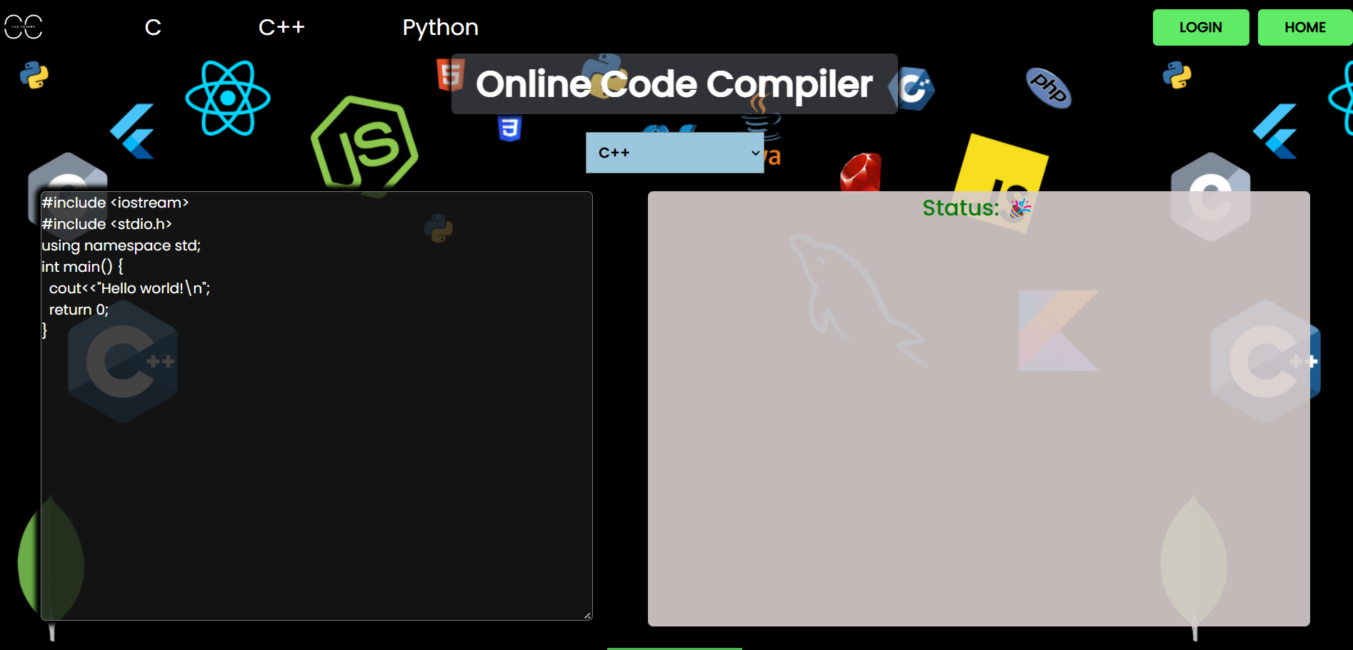GitHub - SaiAdithya3/cpp-compiler: An online compiler which compiles and runs C, C++ and python ...