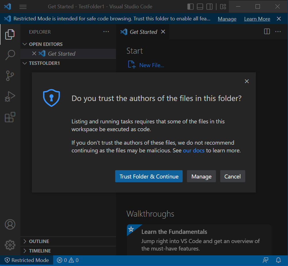 Workspace Trust Dialog Shown Regardless Of The Setting Of Securityworkspacetrust 