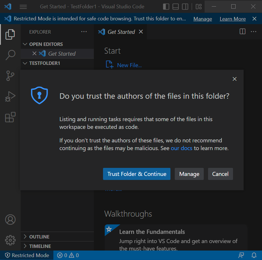 Workspace Trust dialog shown regardless of the setting of "security ...