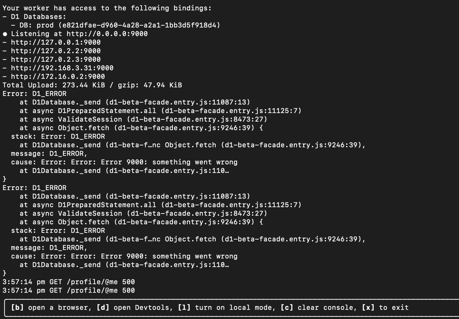 🐛 BUG: D1 consistently dropping out and returning D1_ERROR in Wrangler. · Issue #2312 ...