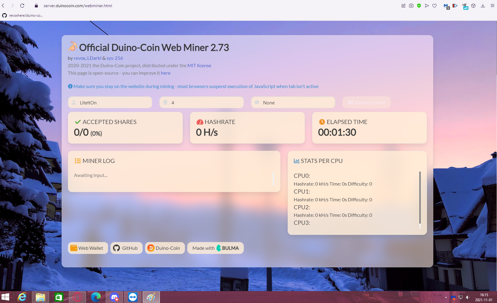 Webminer stucks on 0/0 Accepted Shares · Issue #1085 · revoxhere/duino-coin · GitHub