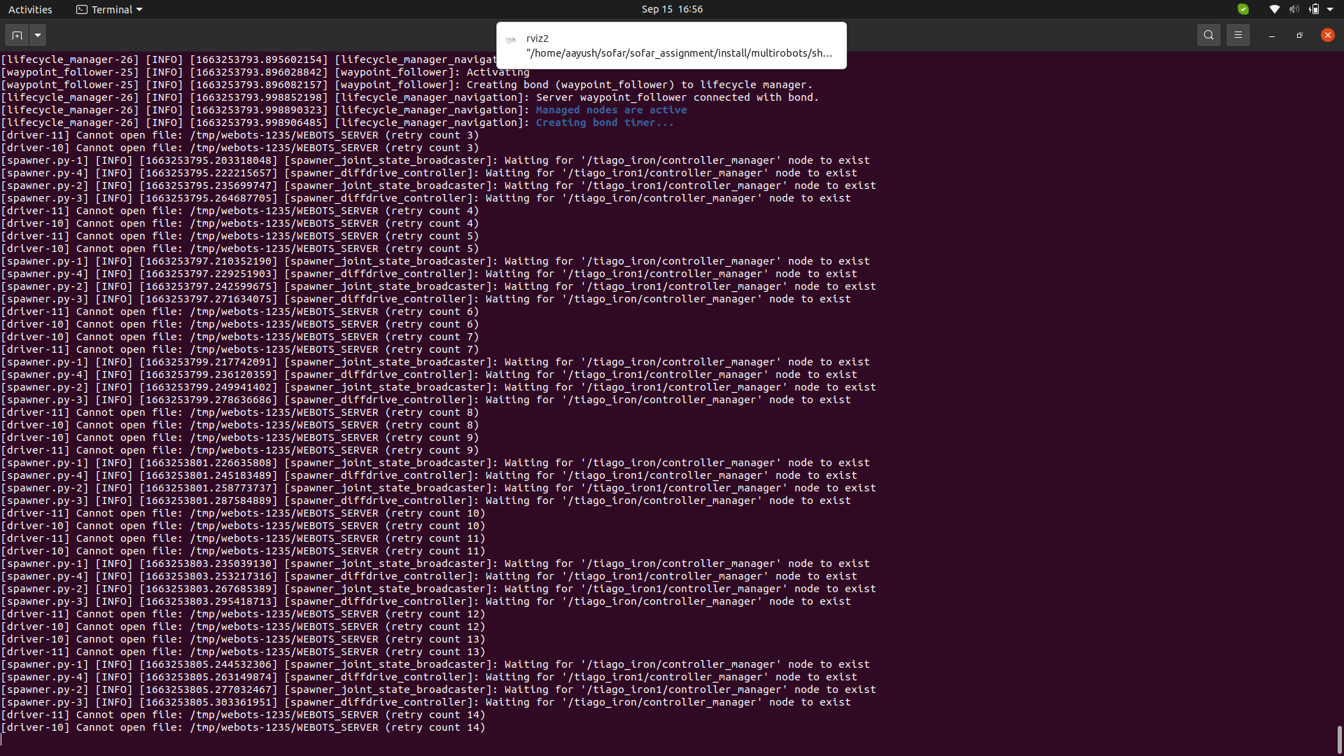 Diffdrive_controller and joint_statebroadcaster doesn't open also the map in rviz2 doesn't load ...