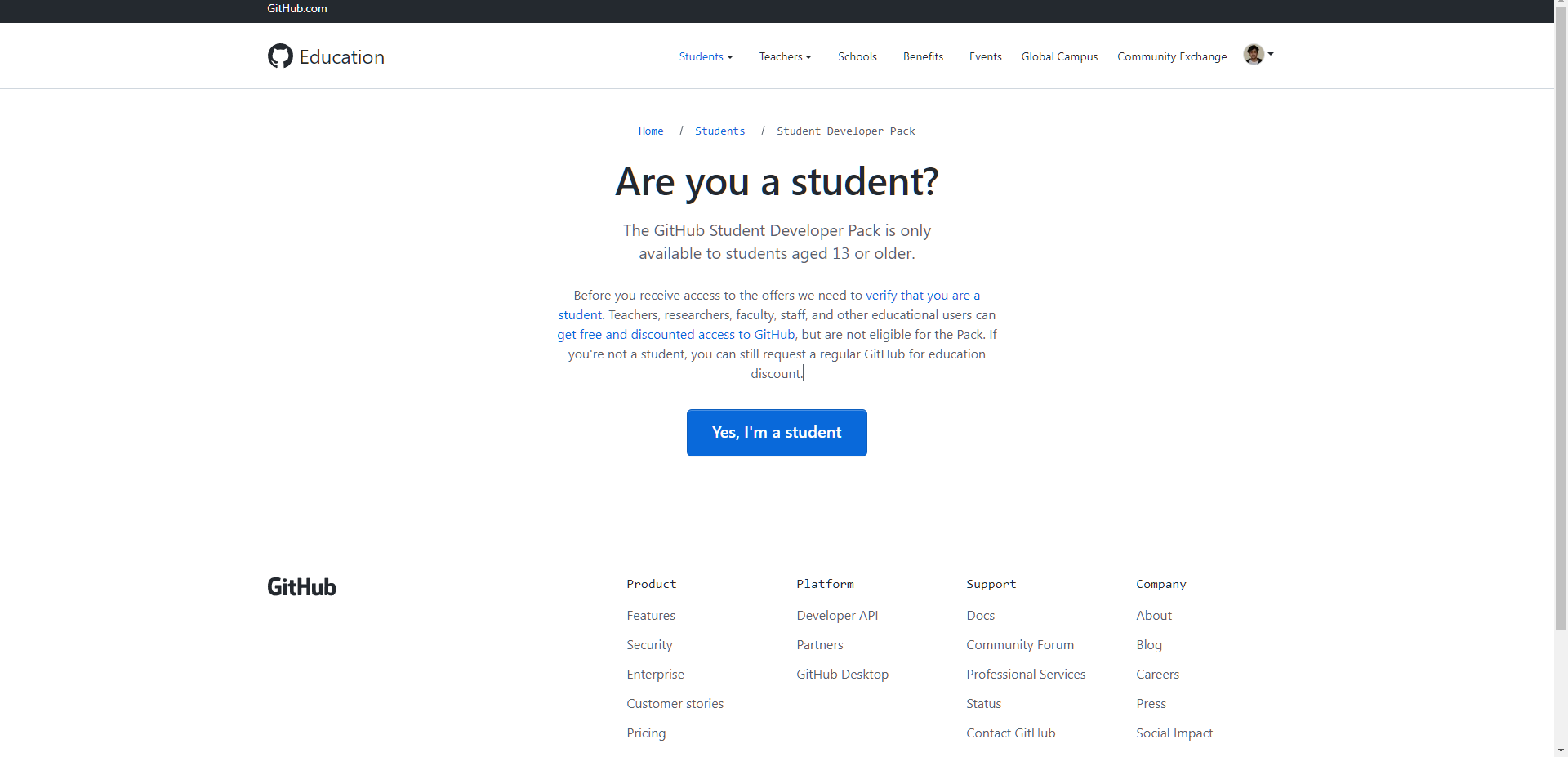 Not Able to Access Github Developer Pack Benifits · community ...