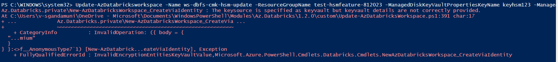 Update Azdatabricksworkspace Fails To Update Manageddiskkeyvaultproperties When Trying To