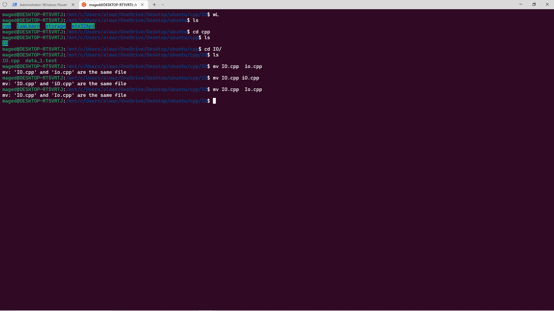 mv command in UBUNTU terminal isn't working properly · Issue #9510 · microsoft/WSL · GitHub