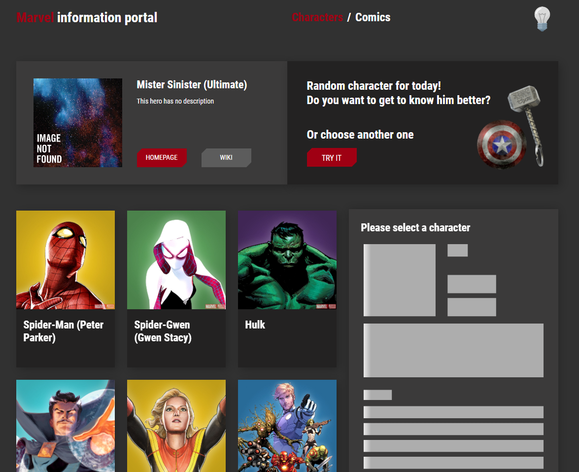 GitHub - ivandnlv/Marvel-app: Веб-приложение на React, работающее с публичным Marvel Api