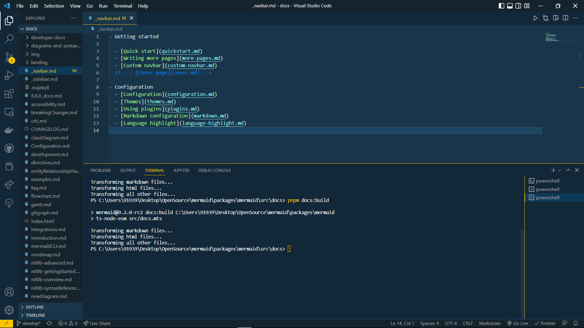 `docs:build` doesn't work in windows · Issue #3603 · mermaid-js/mermaid · GitHub