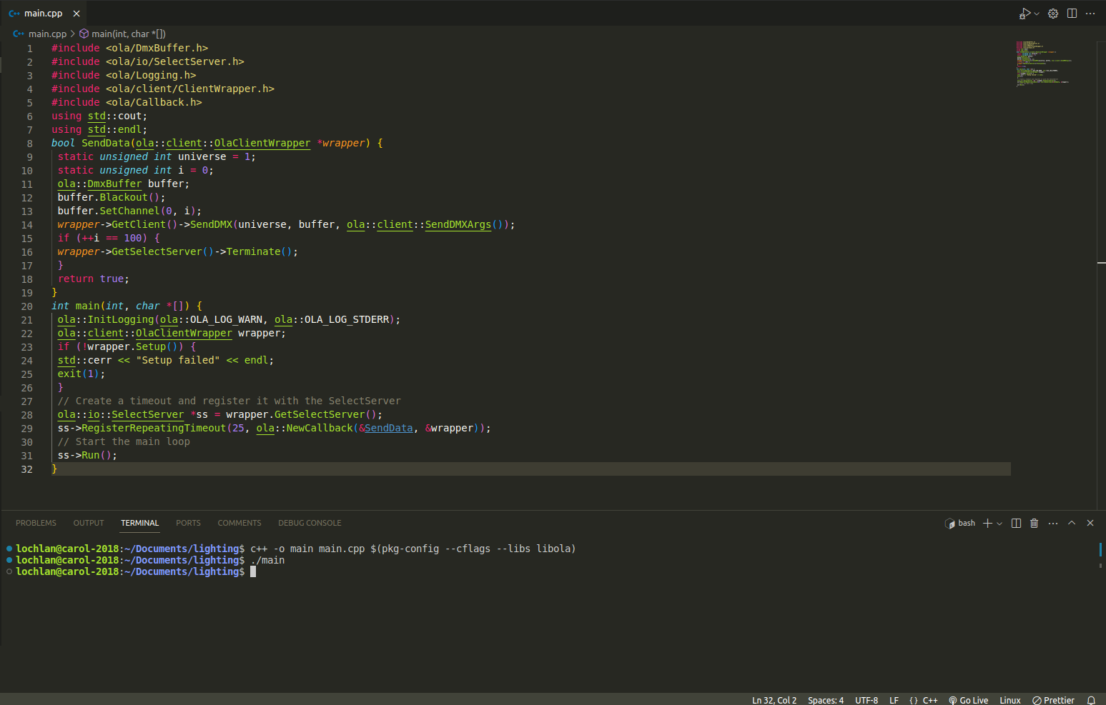 Example C++ script not returning anything · Issue #1924 · OpenLightingProject/ola · GitHub