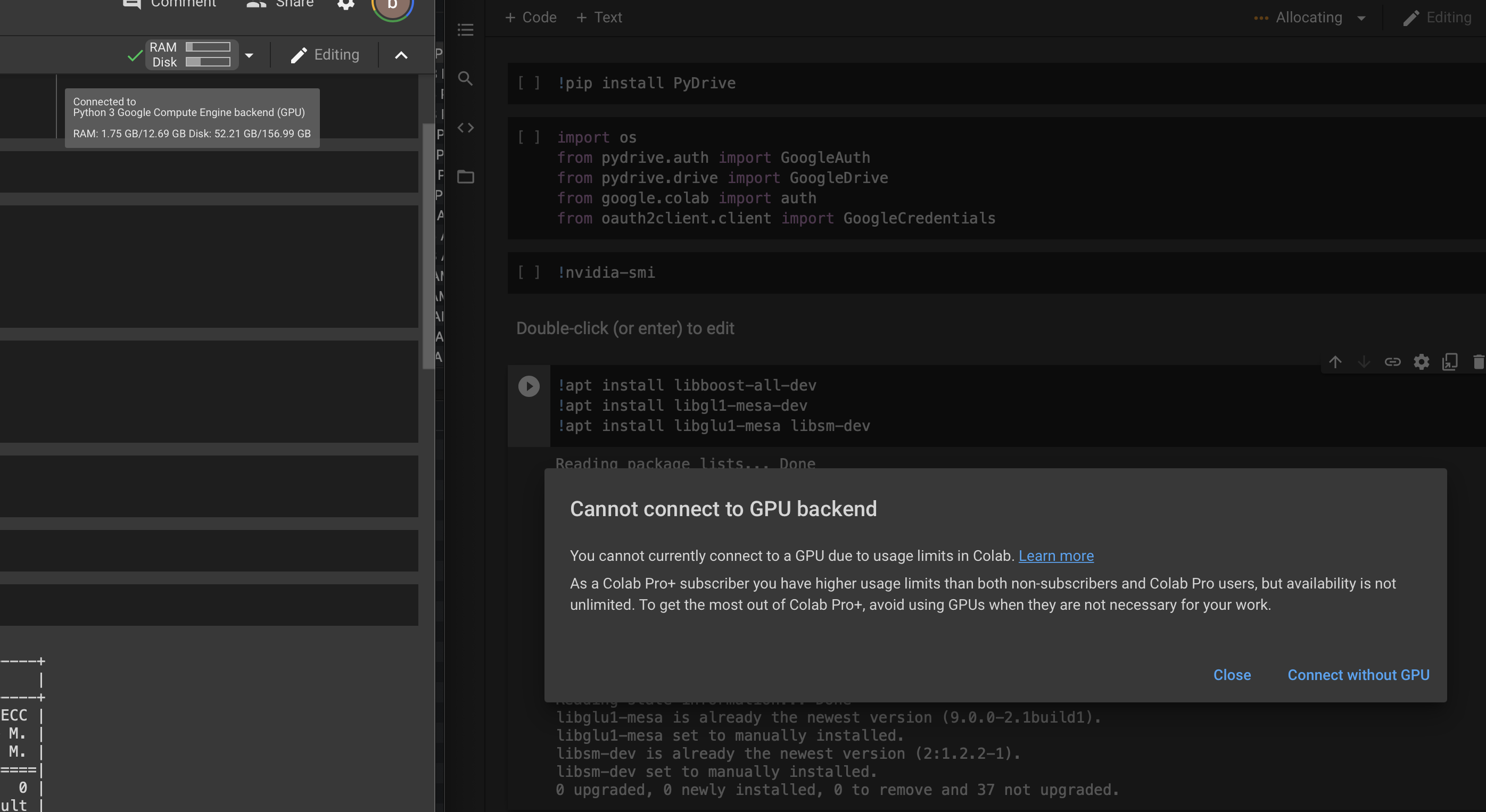 Colab Pro + does not let me use more than 12 Gb GPU · Issue #2325 ...