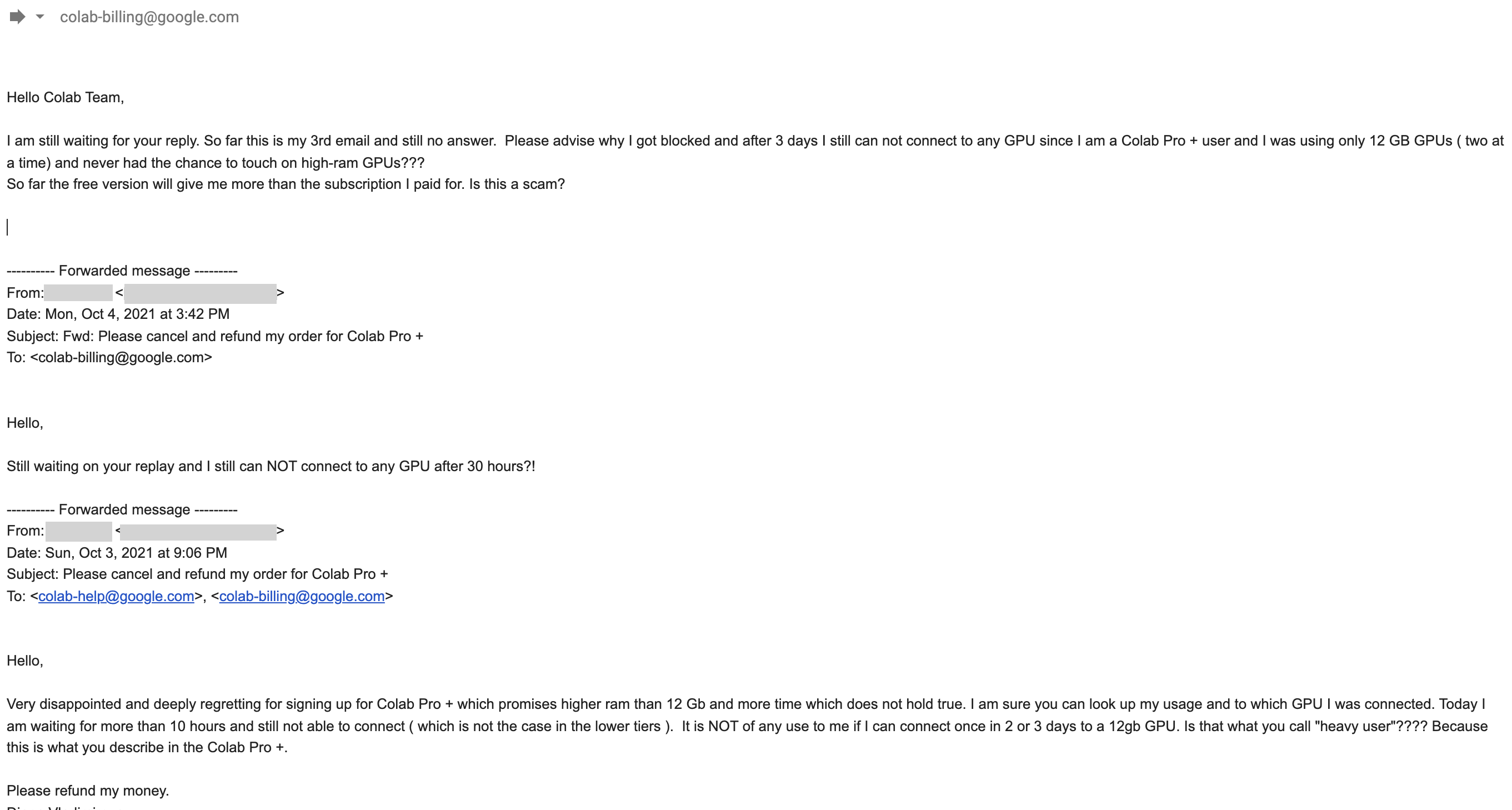 Is there a BUG in the "Send Feedback" option regarding Colab Pro ...