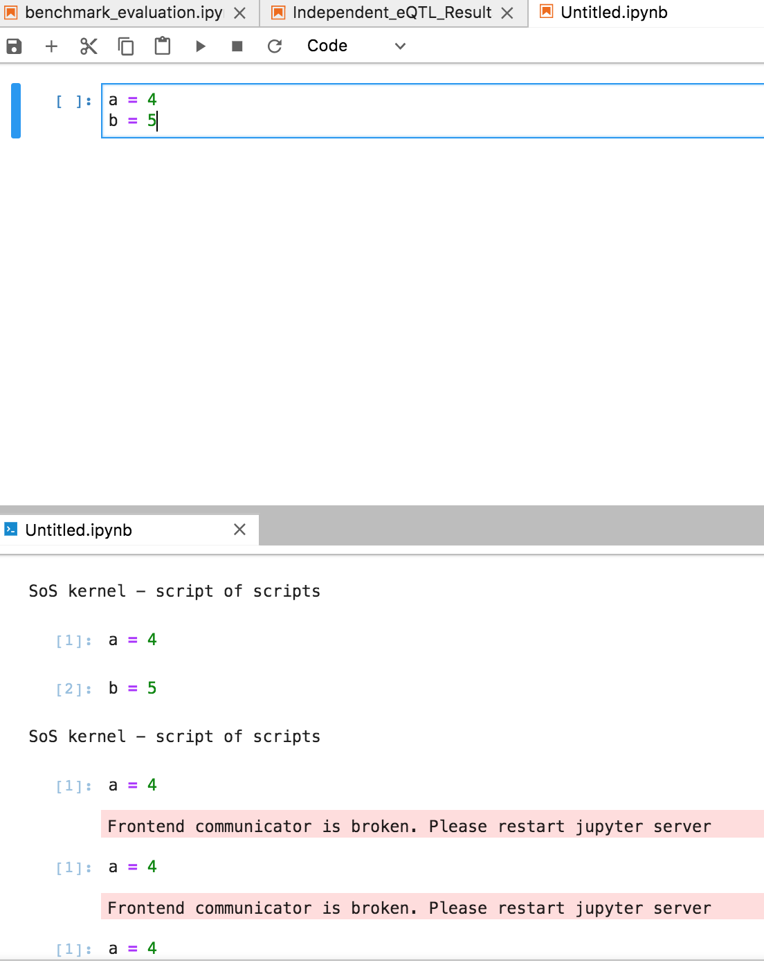 Line by line execution does not work after restart kernel · Issue #37 ...