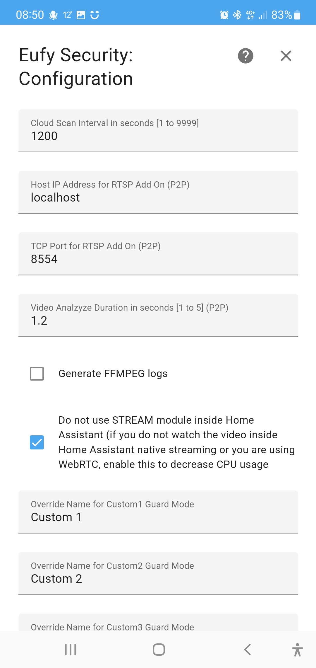 Integration partially working and not working with Solo Indoorcam P24, and Dashboard not ...