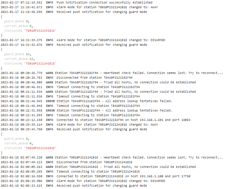 [Bug]: Disconnection and log · Issue #196 · bropat/eufy-security-ws · GitHub