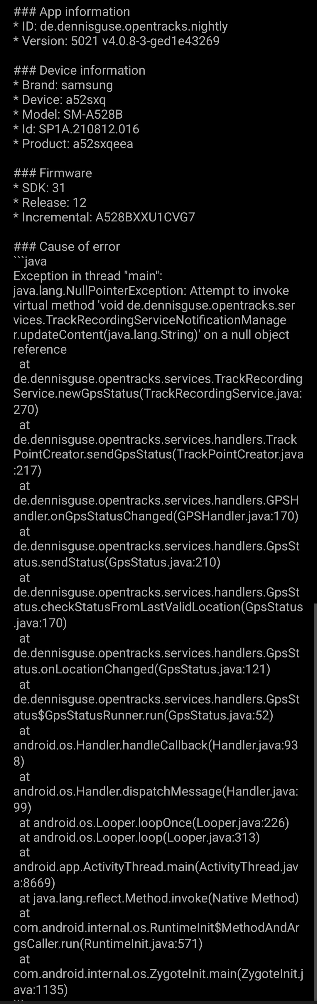 Error after end of recording · Issue #1373 · OpenTracksApp/OpenTracks · GitHub