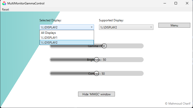 GitHub - CharifMah/MultiMonitorGammaControl: Set gamma over multiple display