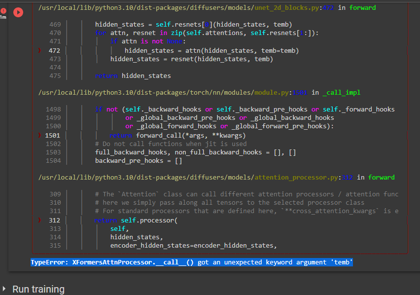 TypeError: XFormersAttnProcessor.__call__() got an unexpected keyword argument 'temb' · Issue ...