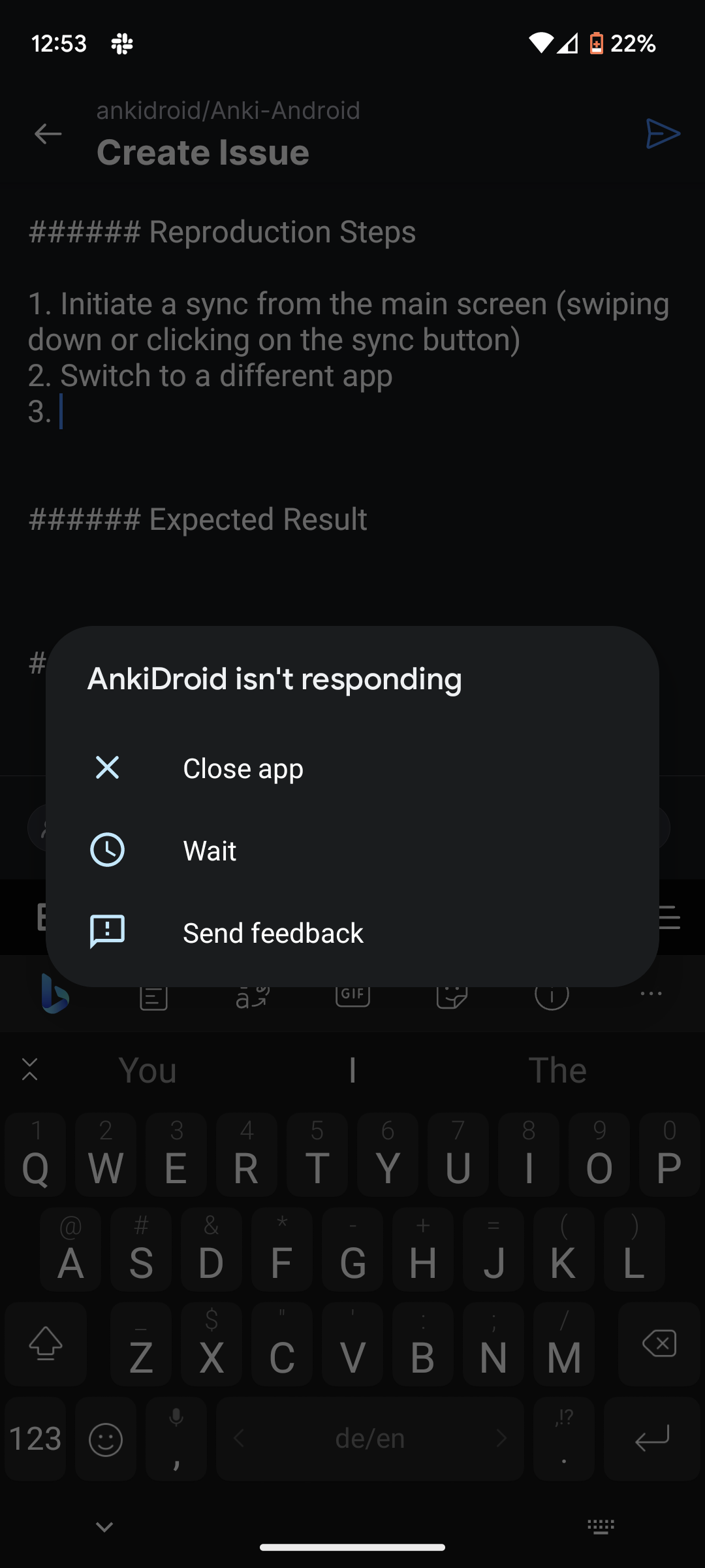[Bug] anki freezes when switching to a different app during sync · Issue #14197 · ankidroid/Anki ...