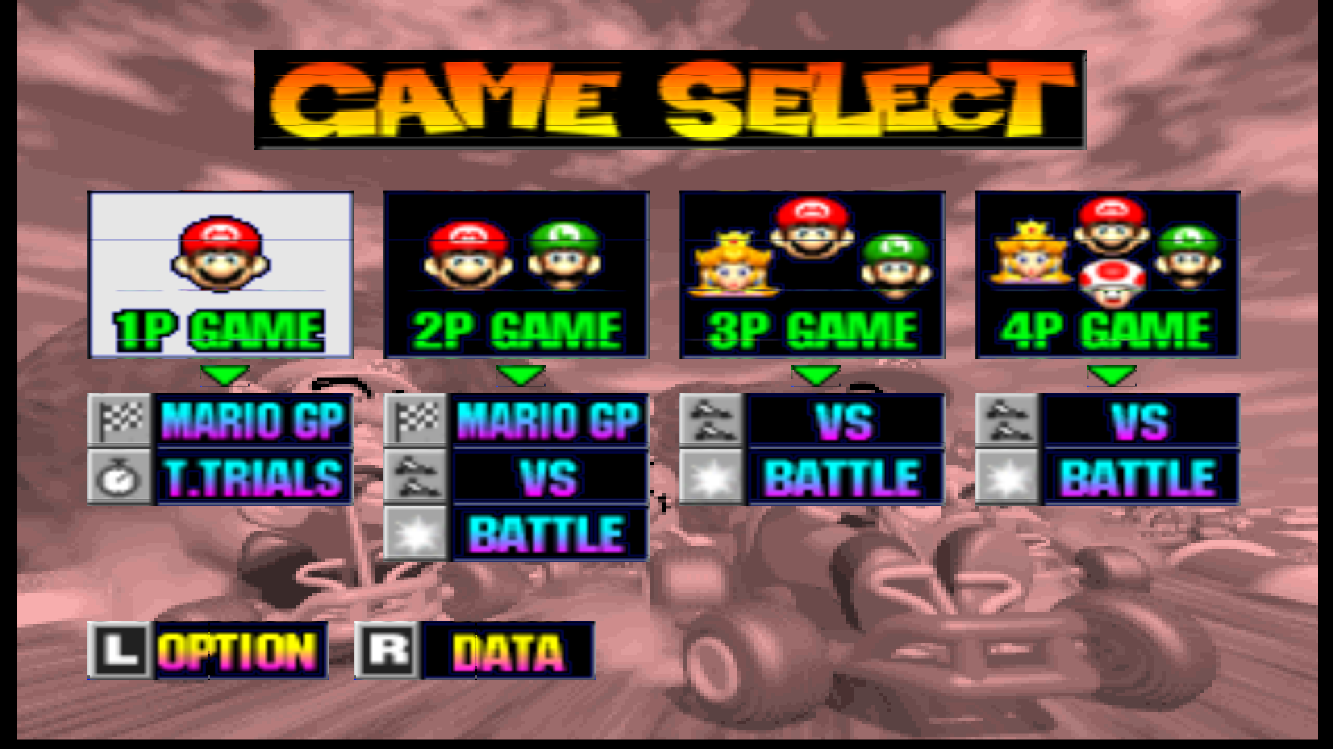Mario Kart 64 - More lines in menu & character selection screen ...