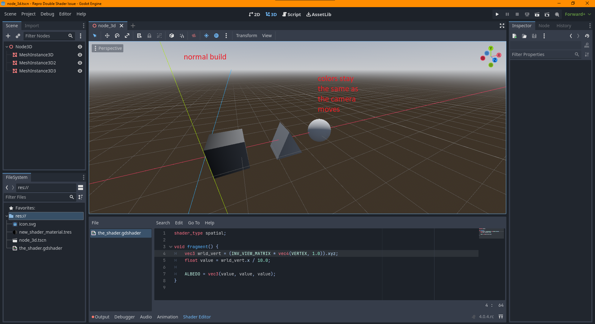 (precision=double, 4.0) INV_VIEW_MATRIX and VERTEX not working properly in fragment shaders ...