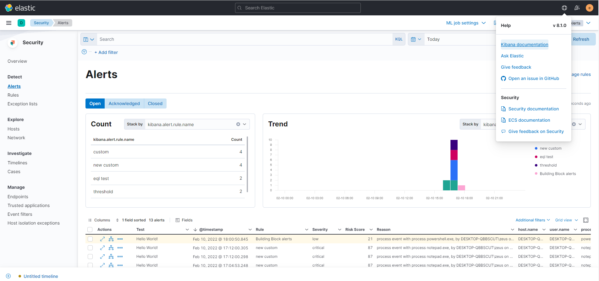 [Security Solution] Building block alerts are not getting highlighted under alerts table · Issue ...