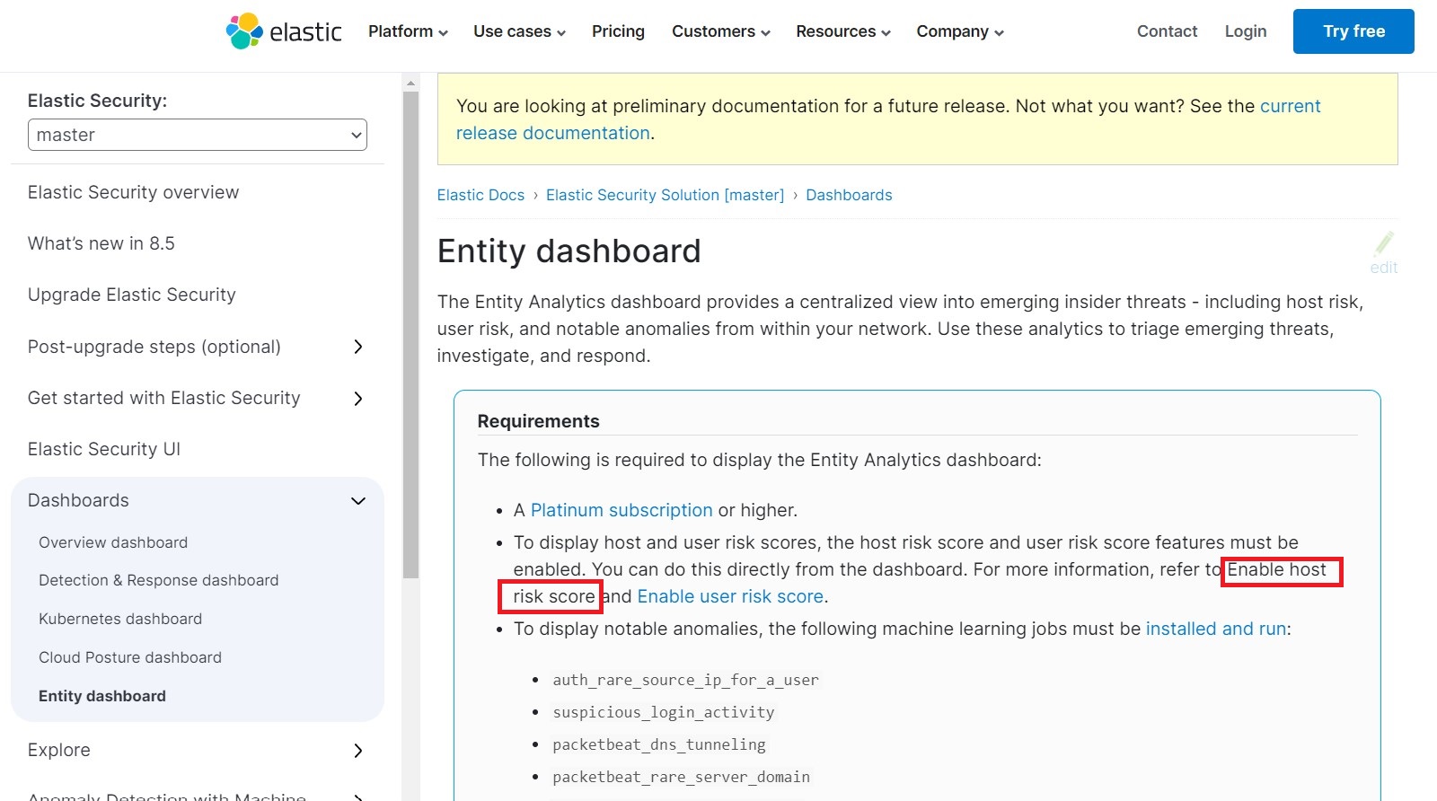 [BUG] Hyperlink is not available for "Enable host risk score". · Issue #2586 · elastic/security ...