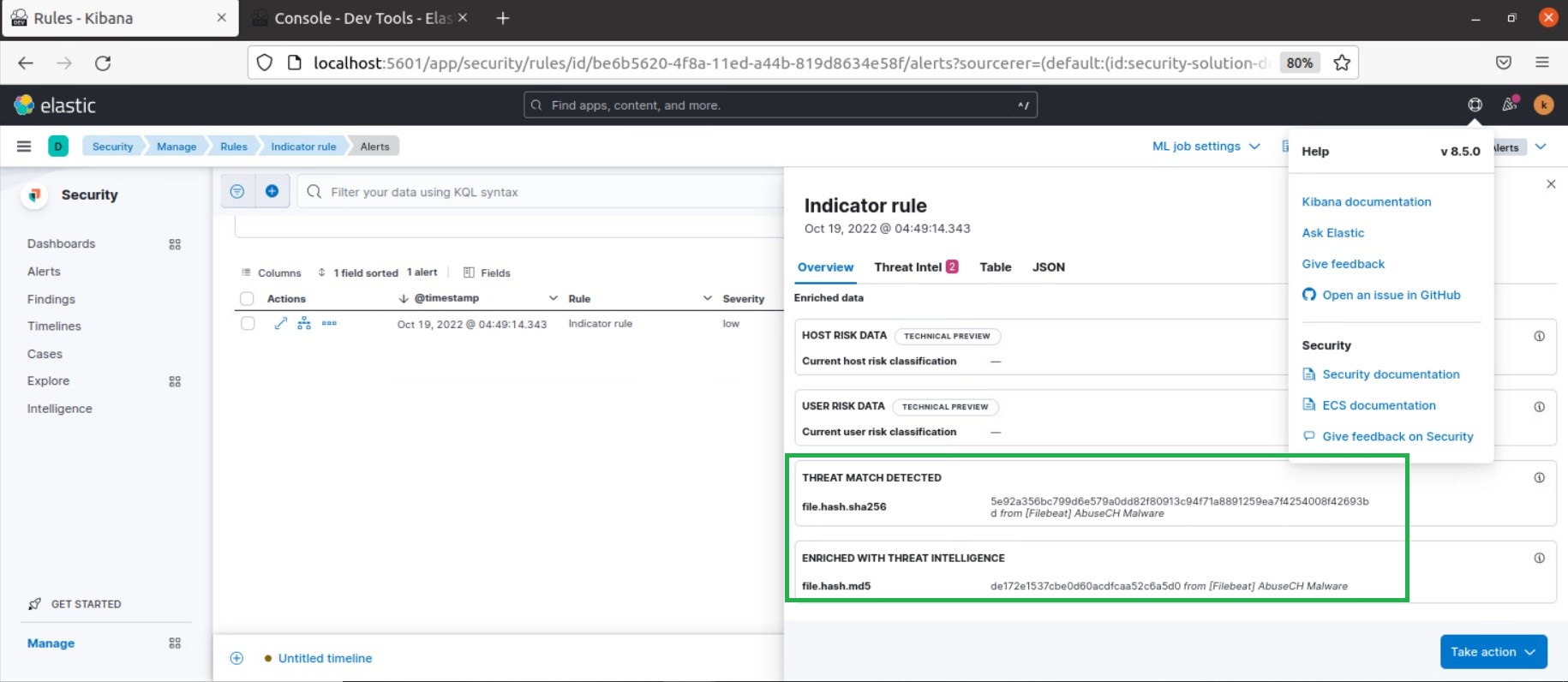 [Security Solution] Threat Matched Detected and Enriched with Threat Intelligence subsections ...