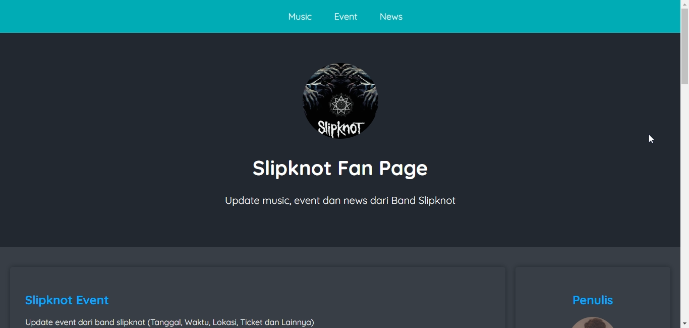 GitHub - klstak/Slipknot-Fan-Page: Tugas Akhir Membuat Website dari Dicoding (Belajar Dasar ...